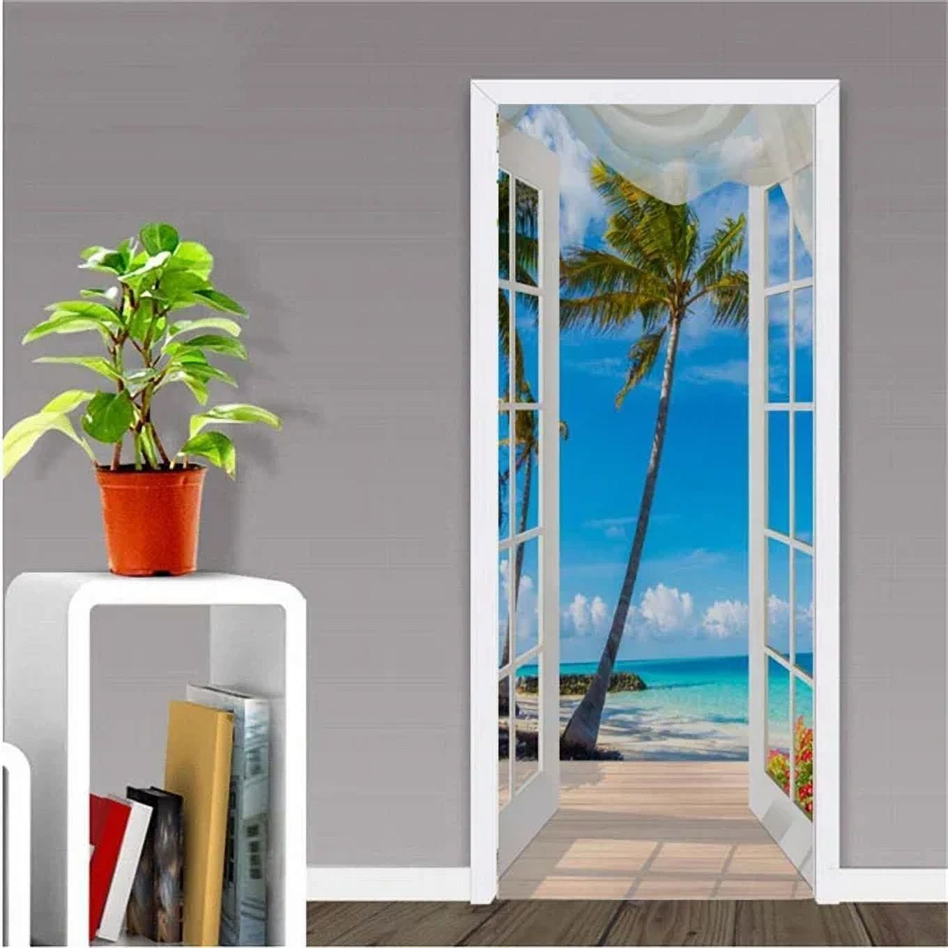 3D Glass Window Door Exterior Scenery Sticker Nature Landscape Self ...