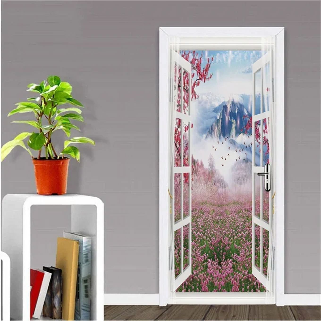 3D Glass Window Door Exterior Scenery Sticker Nature Landscape Self ...