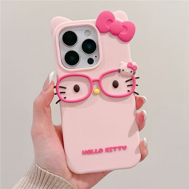 3D Glasses Cat Silicone Phone Case For iPhone 17 Pro Max 16 15 Plus 14 ...