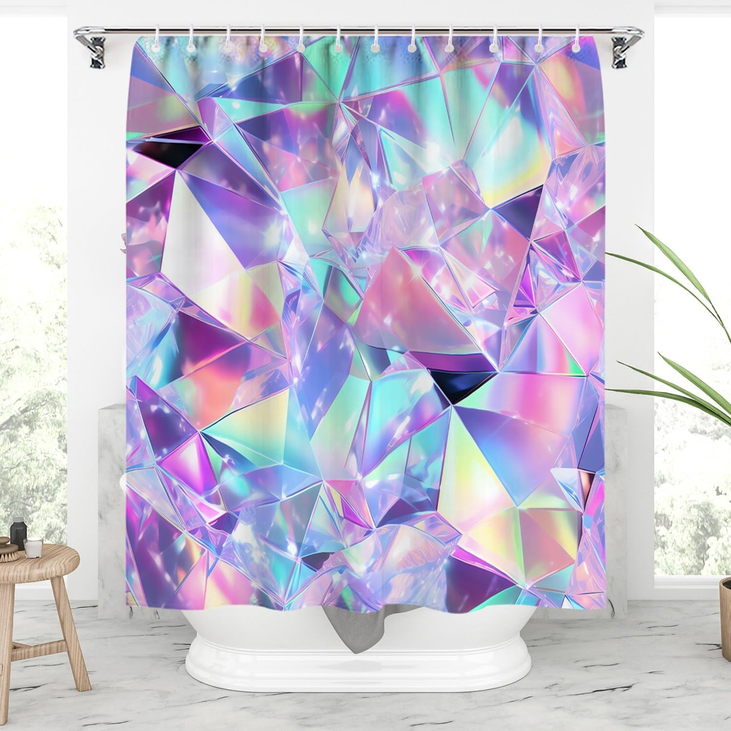 3D Glitter Crystal Shower Curtain,Sparkling Waterproof for Women ...