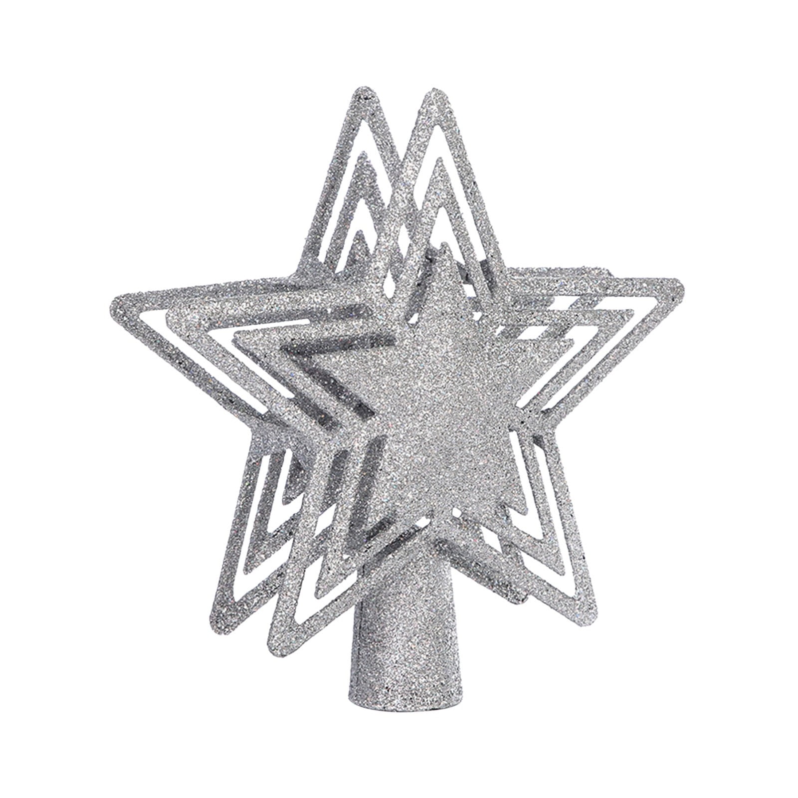 3D Glitter Star Christmas Tree Topper Decorations with Rotating ...