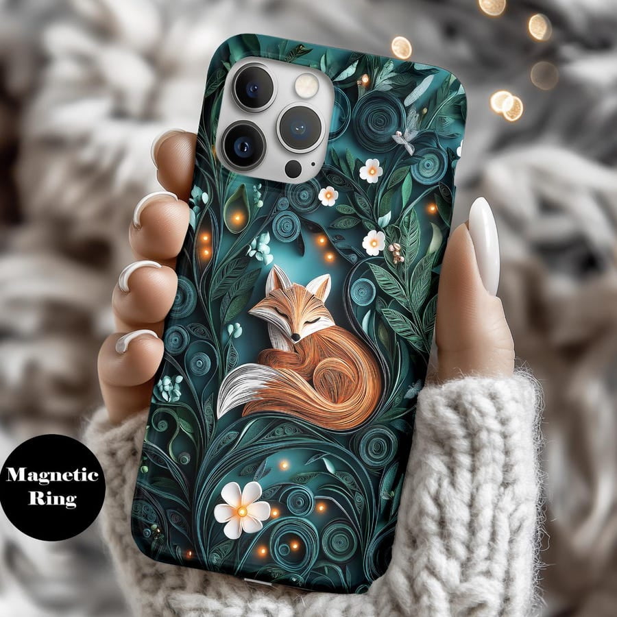 3D Glow-Inspired Fox and Enchanted Forest Mag-Compatible Case 11 12 13 ...