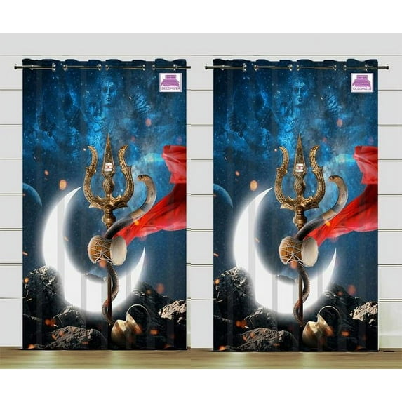 3D God OM Shiva Digital Printed Curtains for Living Room Bedroom Hall Gold Luxury Cortinas ...