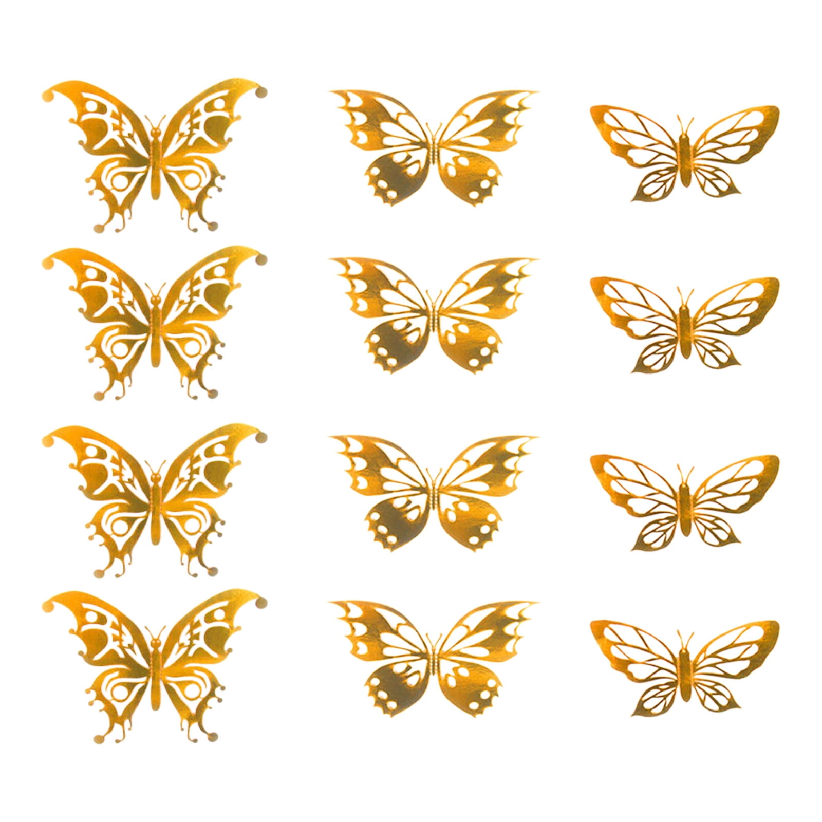 3D Gold Butterfly Wall Sticker Set of 12 Hollowed Butterflies Decal ...