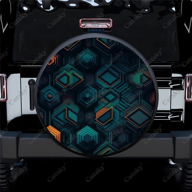 3D Gold Hexagon Shapes Pattern Polyester Universal Spare Wheel Tire ...
