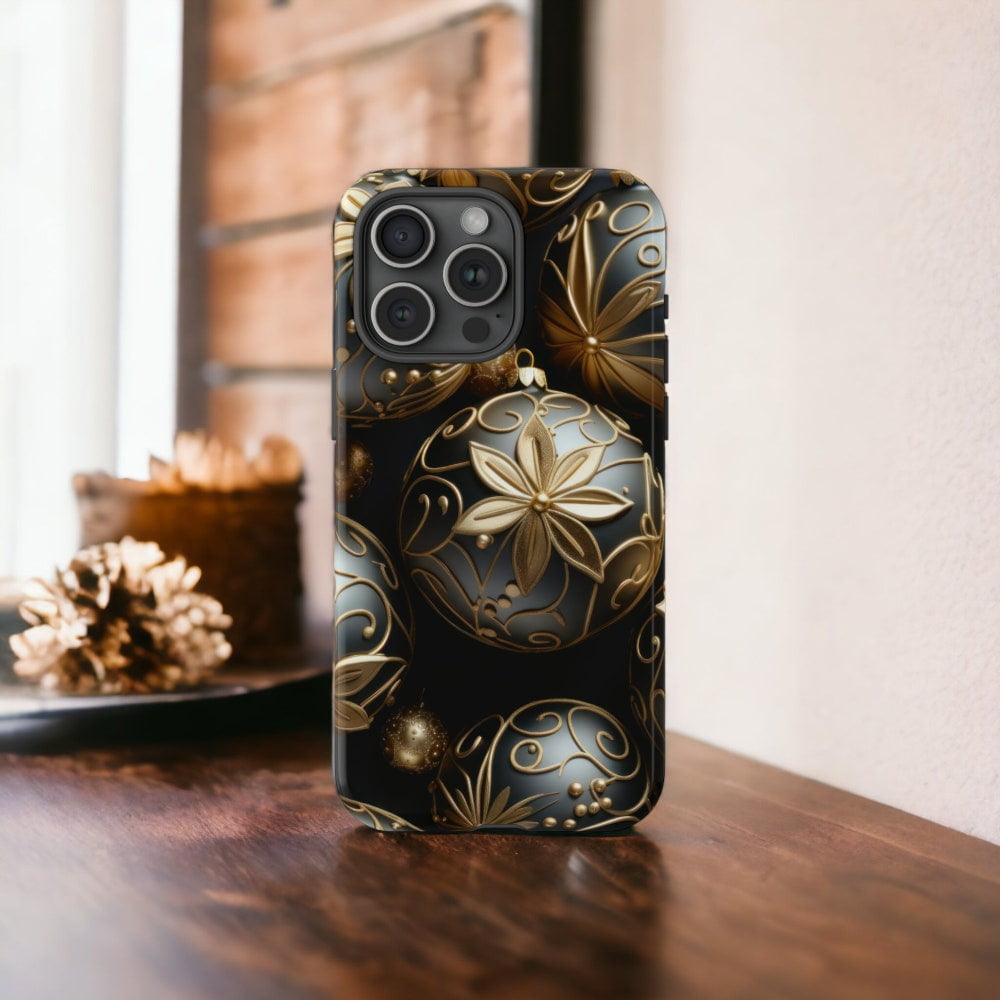 3D Gold Ornaments Holiday Aesthetic Phone Case 17 16 15 14 13 12 11 Pro ...