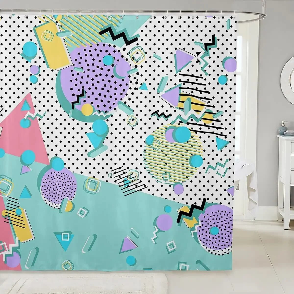 3d Golden Bathroom Curtain Geometric Abstract Triangle Shower Curtain