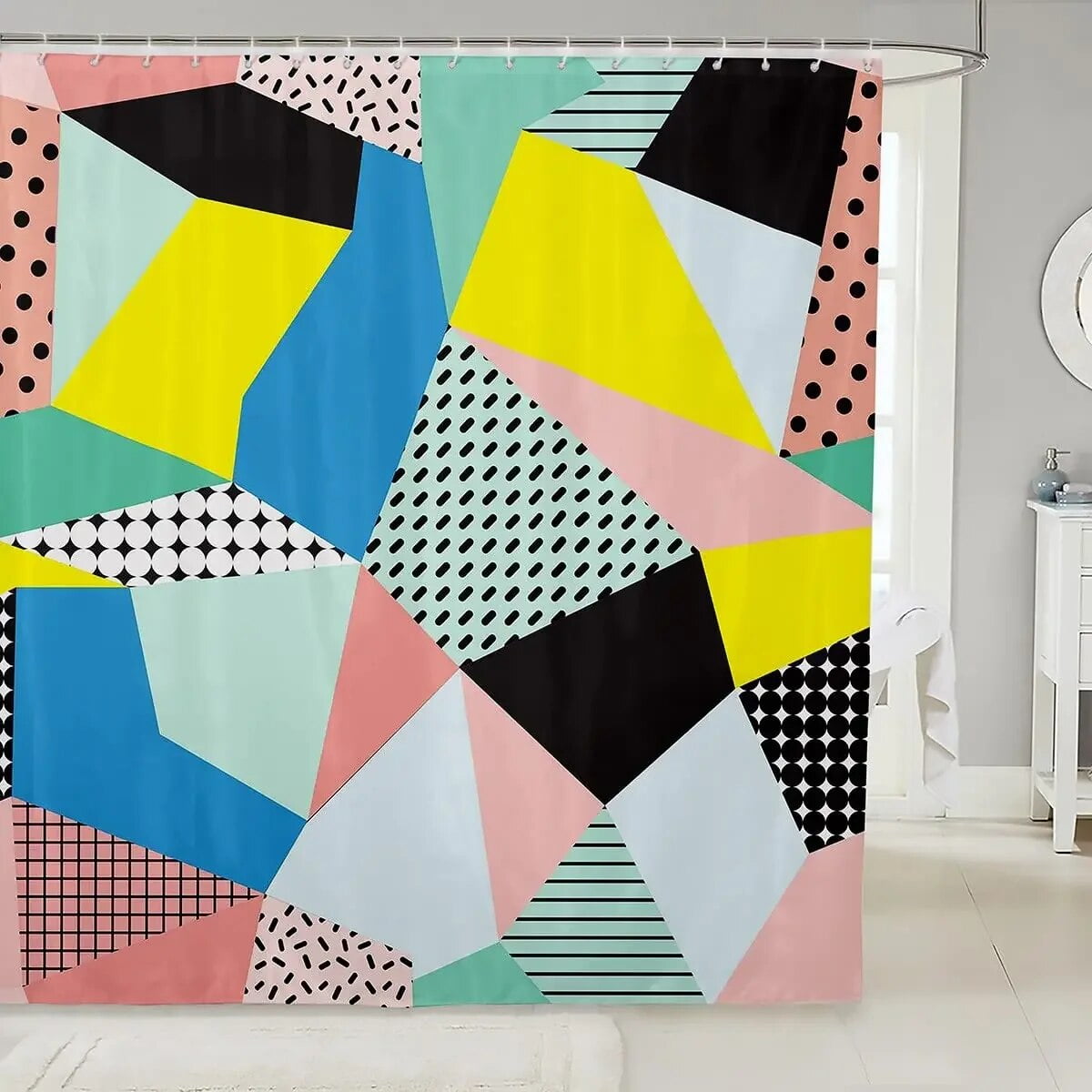 3d Golden Bathroom Curtain Geometric Abstract Triangle Shower Curtain