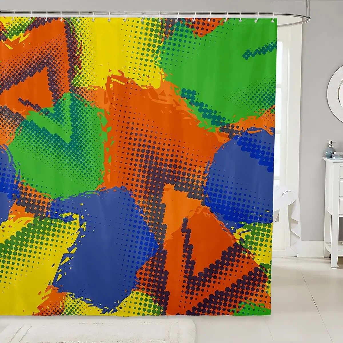 3d Golden Bathroom Curtain Geometric Abstract Triangle Shower Curtain