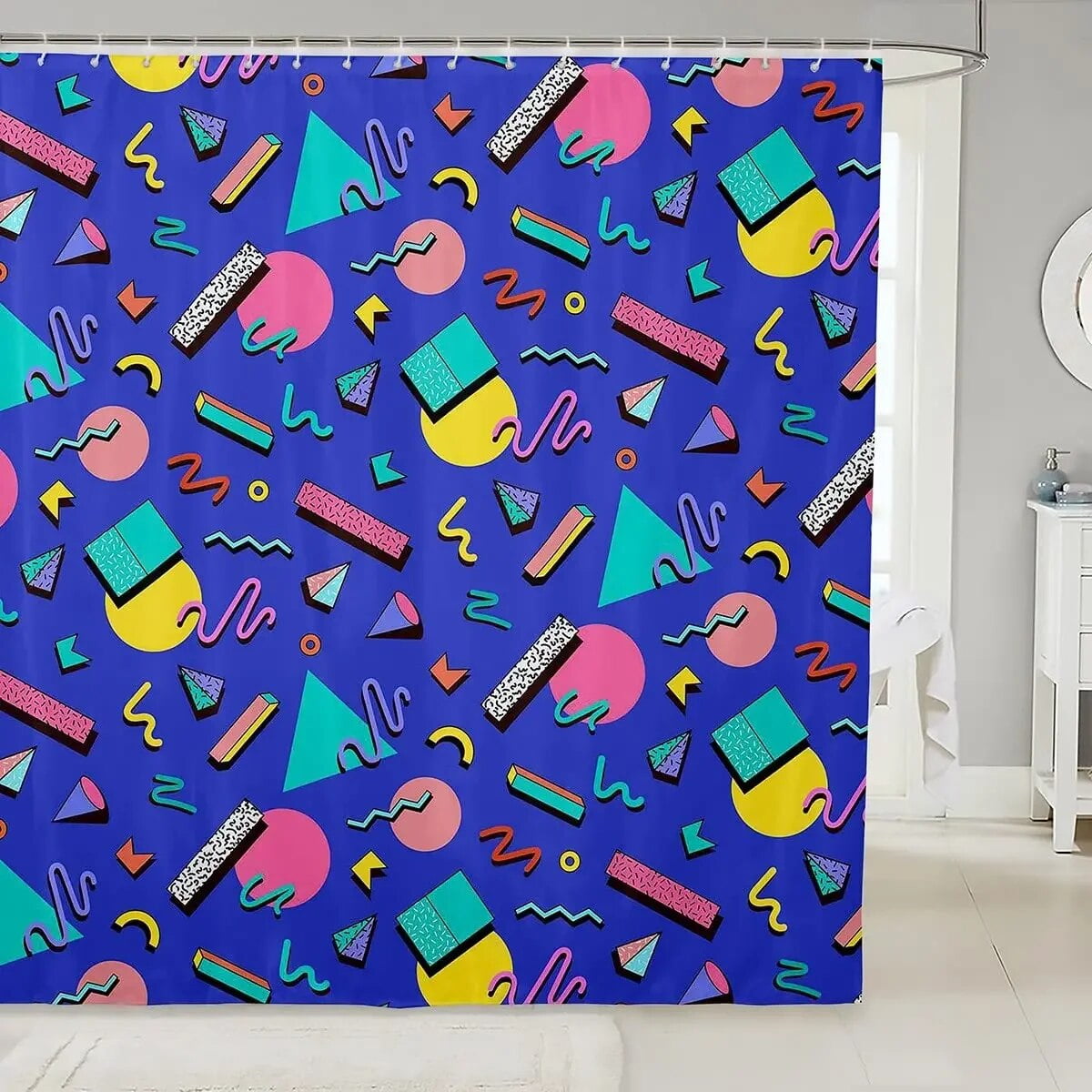 3D Golden Bathroom Curtain Geometric Abstract Triangle Shower Curtain ...