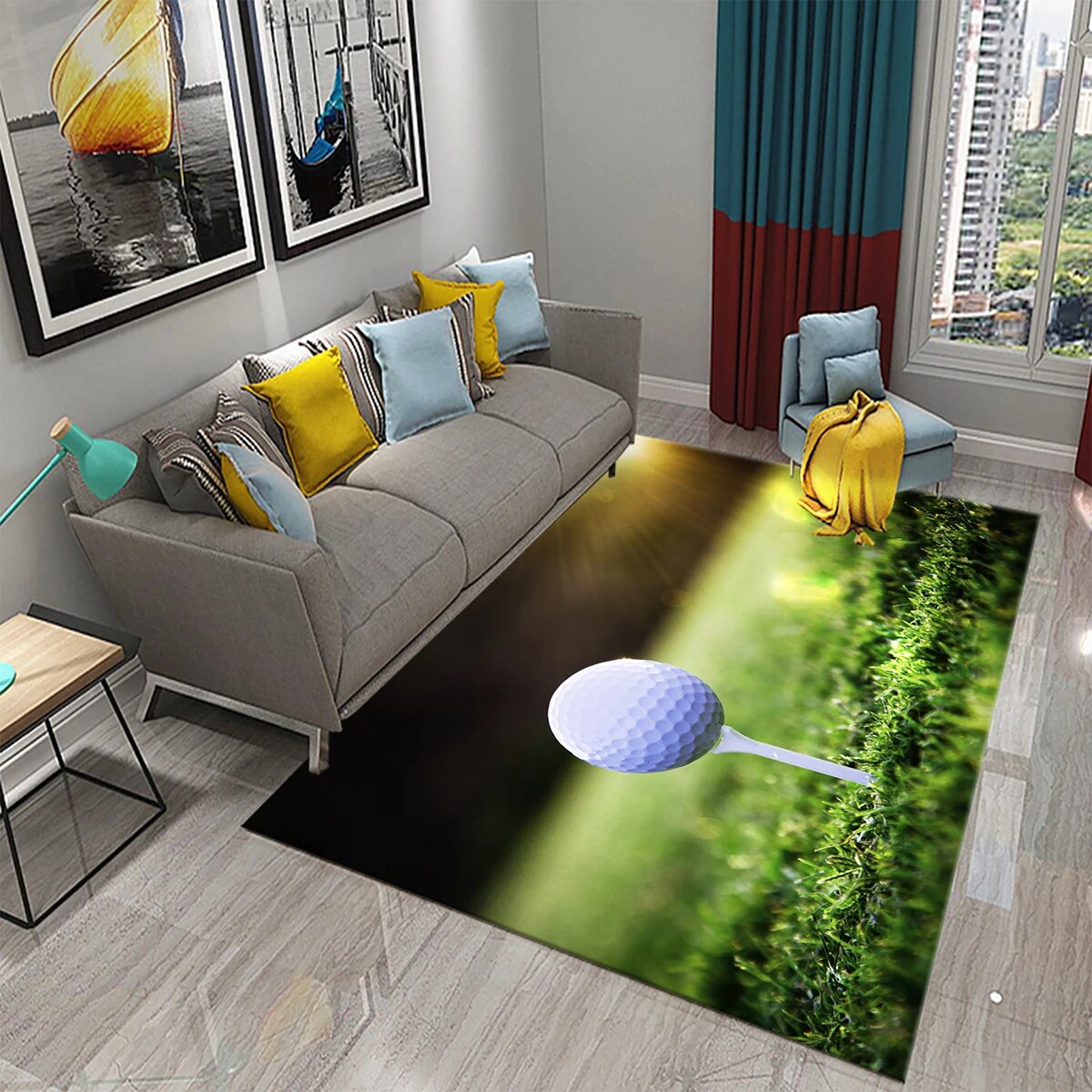 3D Golf Carpet Ball Sports Pattern Area Rugs for Bedroom Living Room ...