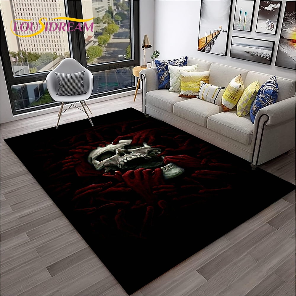 3D Gothic Horror Skull Cartoon Carpet Rug for Home Living Room Bedroom ...
