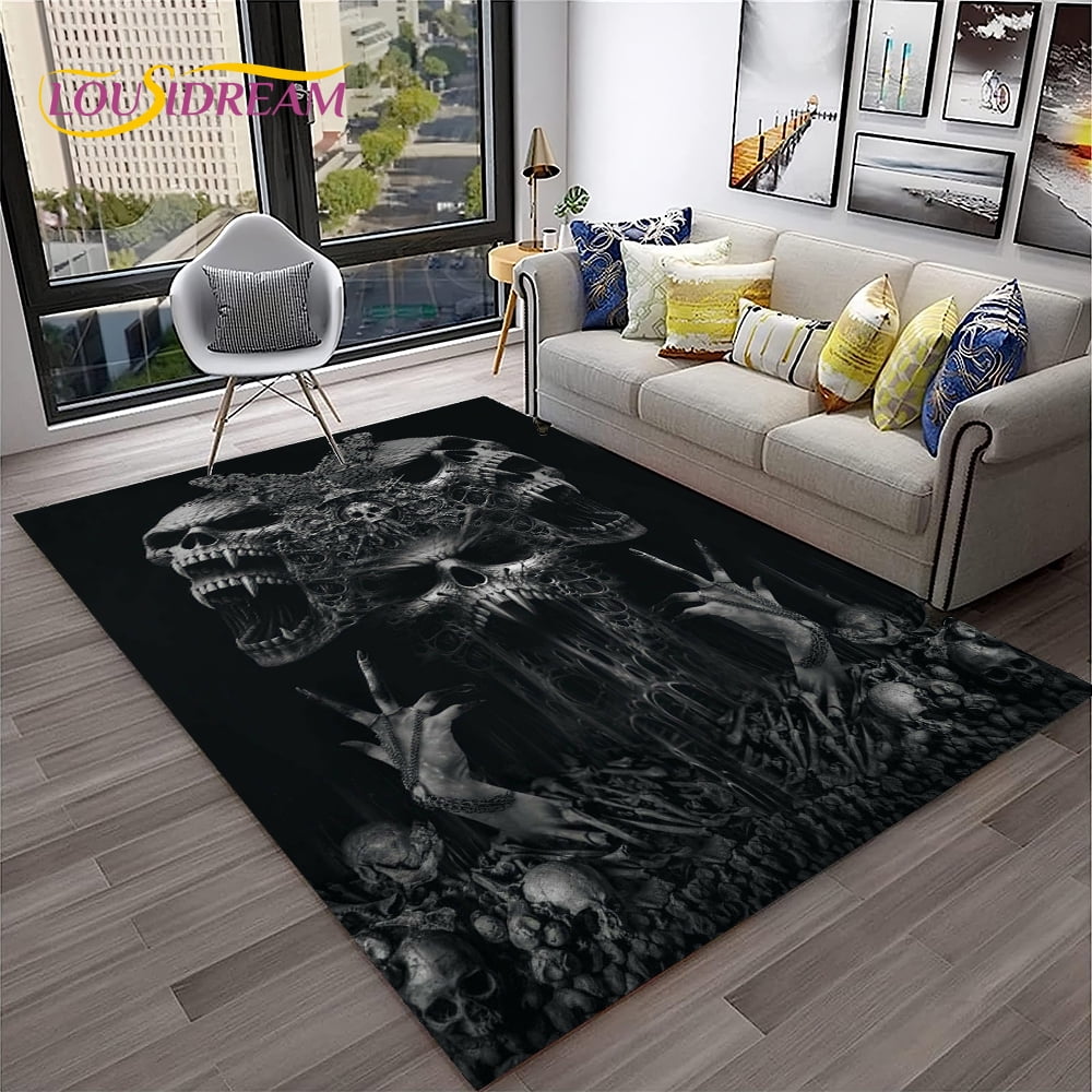 3D Gothic Horror Skull Cartoon Carpet Rug for Home Living Room Bedroom ...