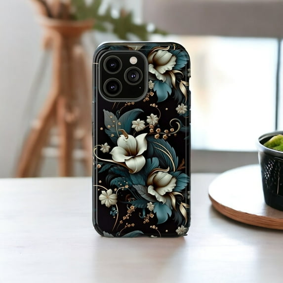 3D Gothic Lily Flowers Durable Phone Case for 17 16 15 14 13 12 11 Pro ...