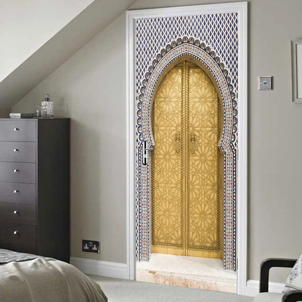 3D Gothic Style Door Sticker Glass Home Decoration Living Room Bedroom ...