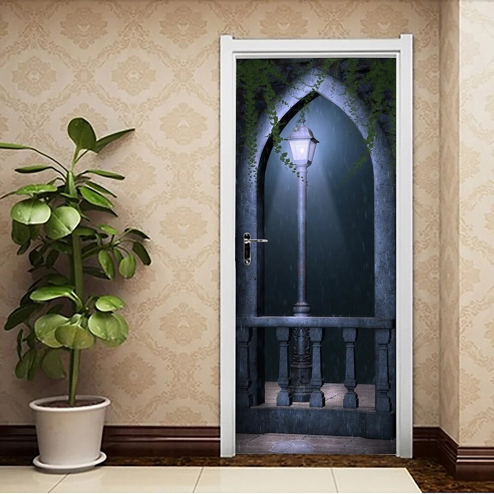 3D Gothic Style Door Sticker Glass Home Decoration Living Room Bedroom ...