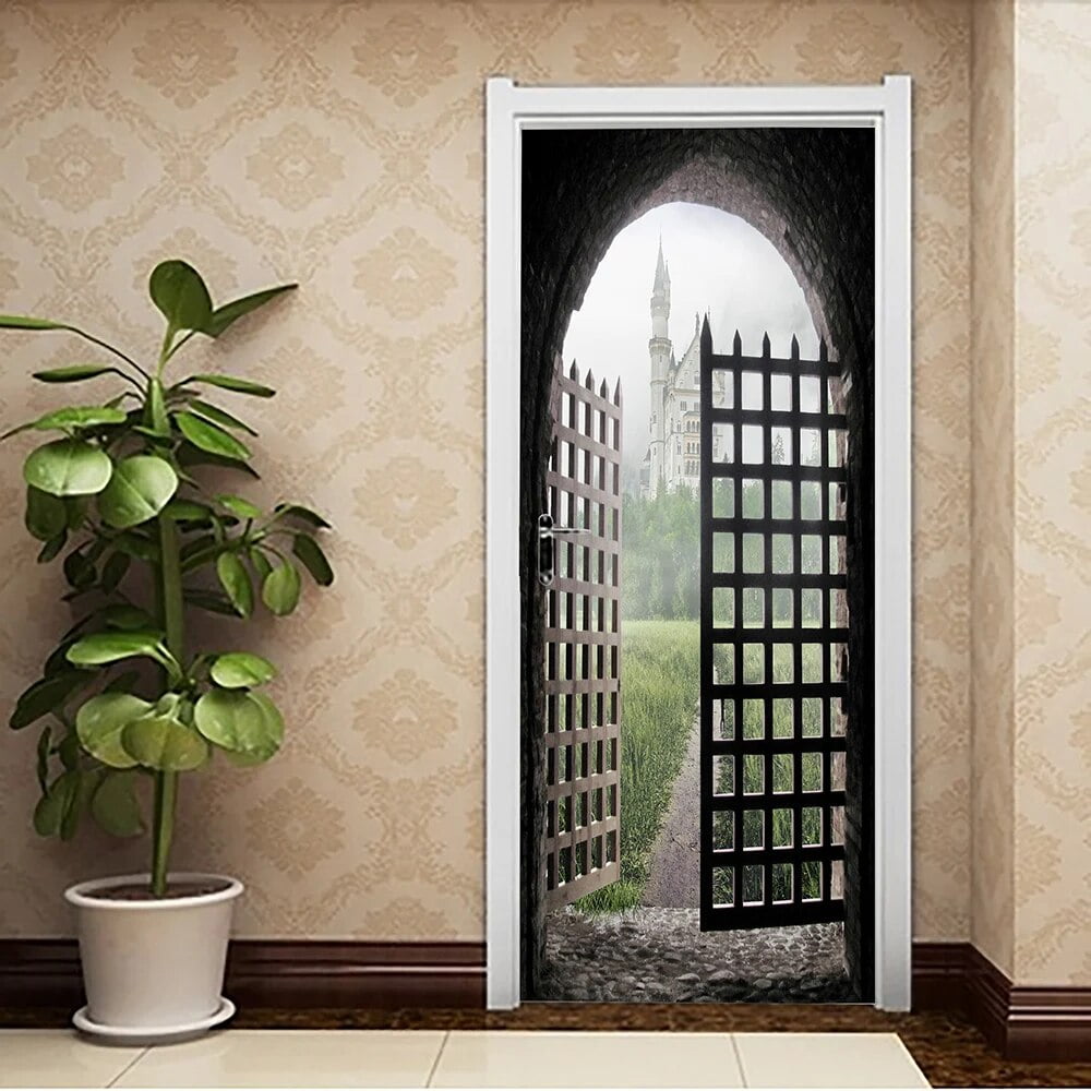 3D Gothic Style Door Sticker Glass Home Decoration Living Room Bedroom ...