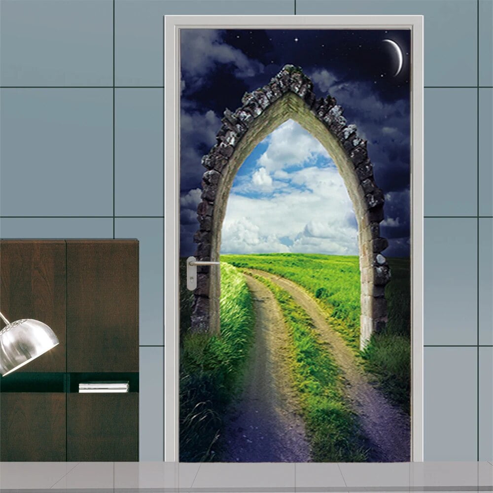 3D Gothic style door sticker glass home decoration living room bedroom ...