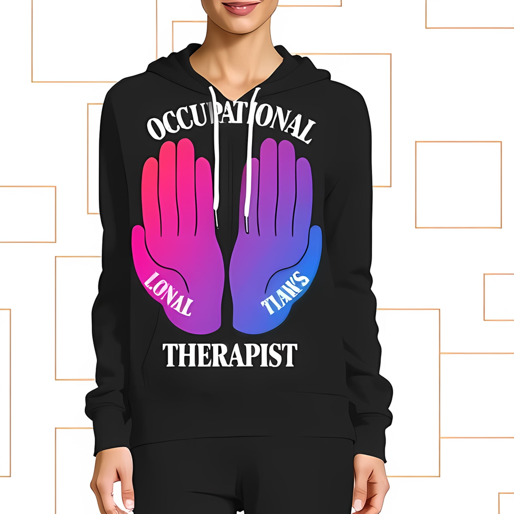3D Graphic Black Hoodie for Occupational Therapists - Stylish Hands ...