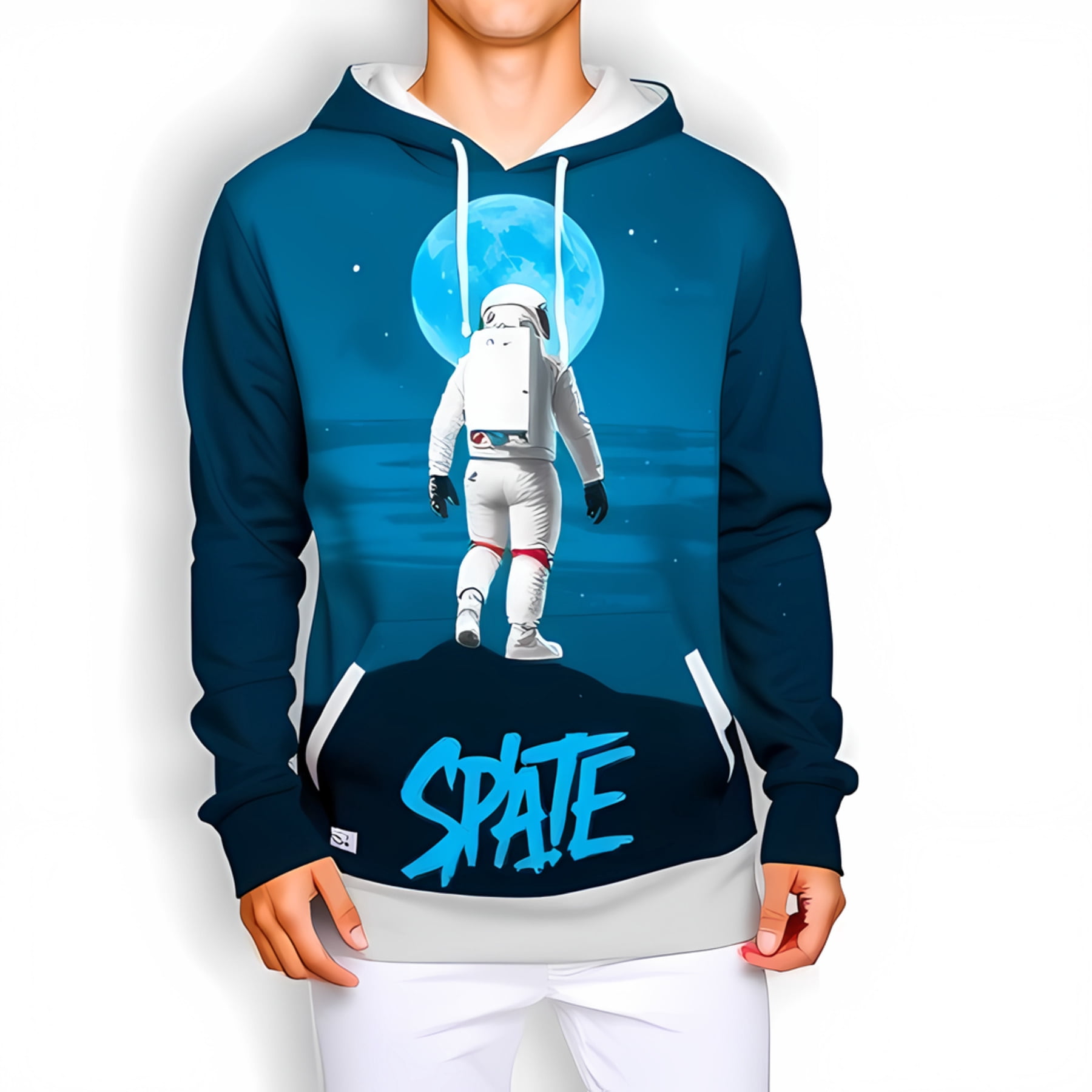 3D Graphic Hoodie Blue with Bright & SPATE Design Stylish Space ...