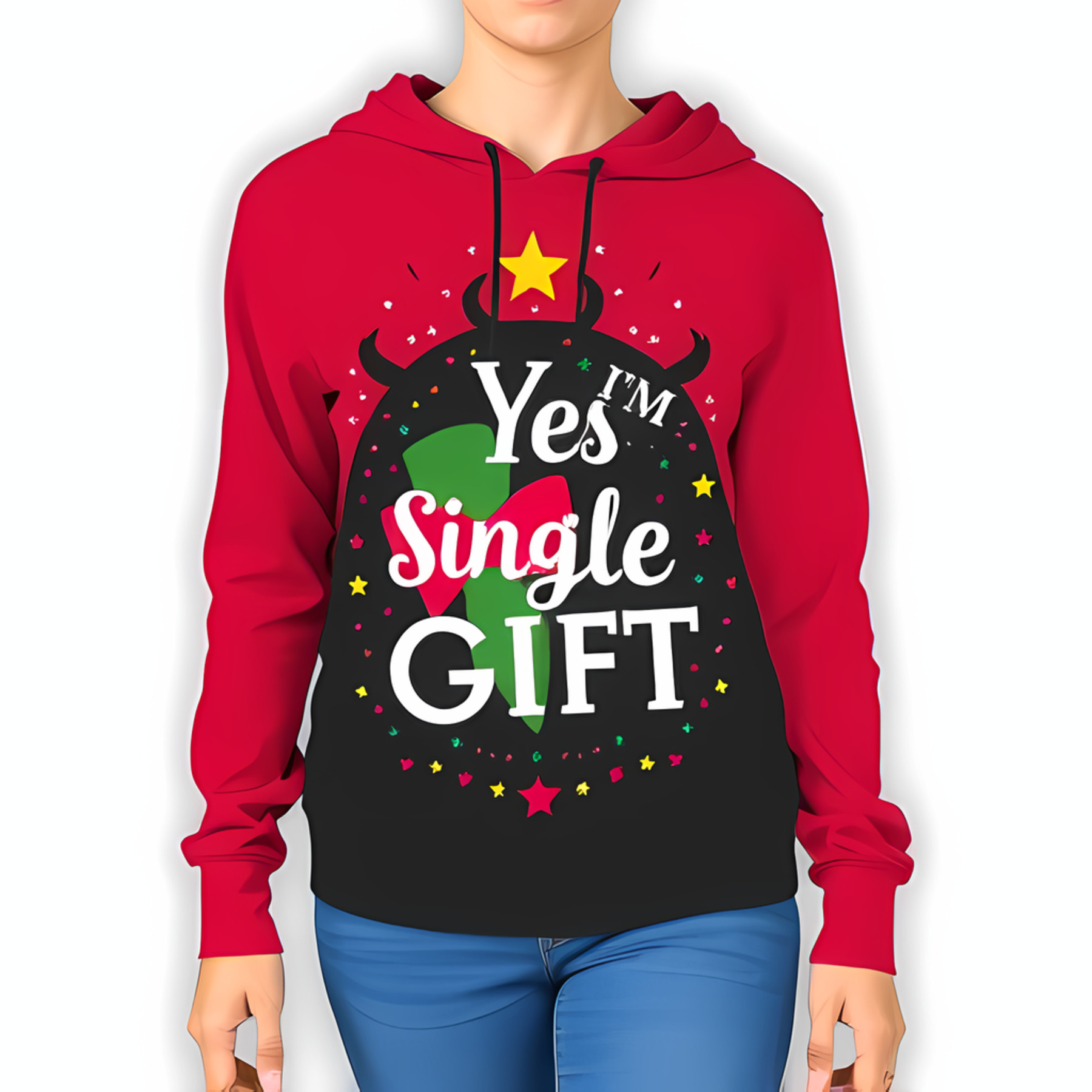 3D Graphic Hoodie for Women - "Yes I'm Single" & "GIFT" Design Vibrant ...