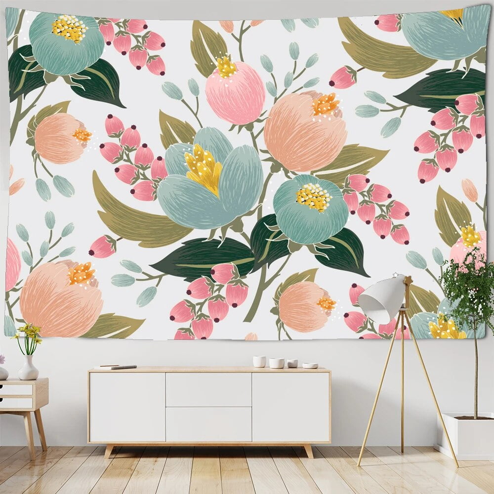 3D Gre Leaves Flowers Tapestry Tropical Plant Wall Hanging Home ration ...