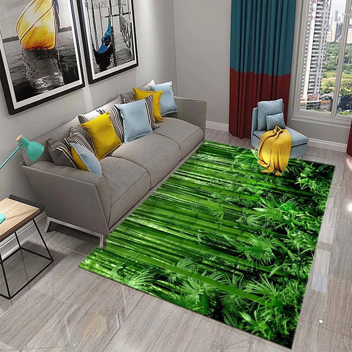 3D Green Bamboo Forest Bamboo Carpet for Bathroom Mat Plants Toilet ...