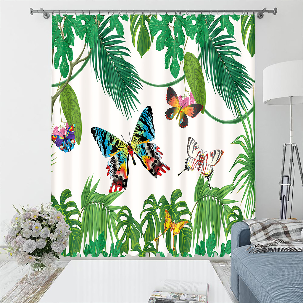 3D Green Banana Leaf Butterfly Tropical Plant Natural Scenery Shading ...