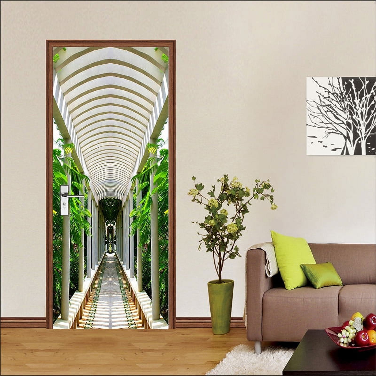 3D Green Forest Door Sticker Cool Scenery Wrap Full Door Home ...