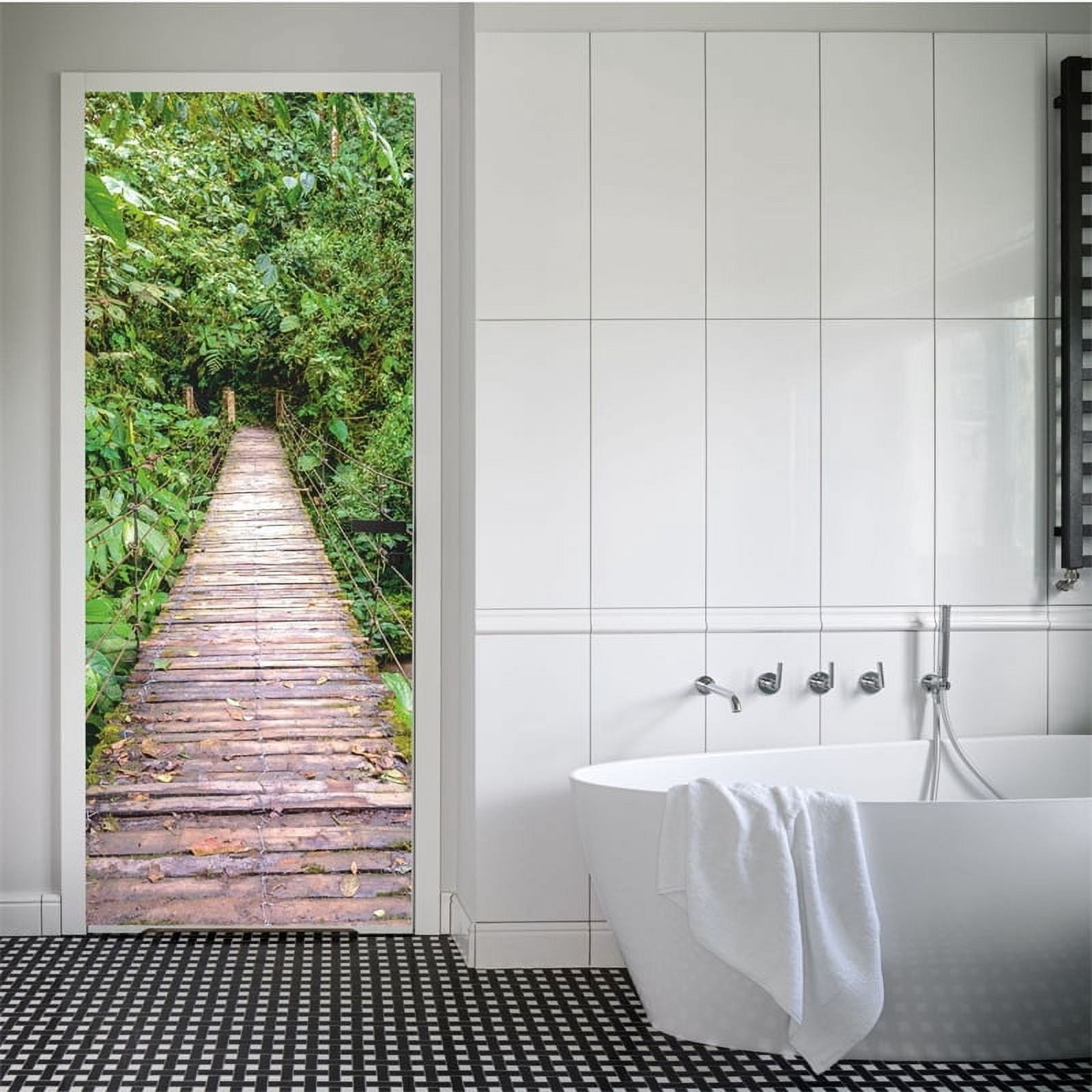 3D Green Forest Door Sticker Cool Scenery Wrap Full Door Home ...