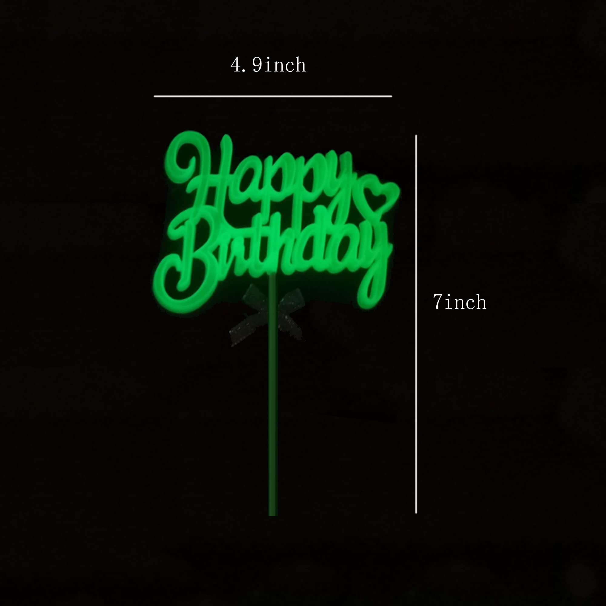 3D Green Glow Party Neon Birthday Cake Toppers - Dazzling Decorations ...