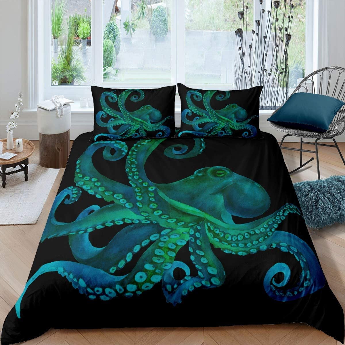 3D Green Octopus Duvet Cover Octopus Tentacles Bedding Set for Kids ...