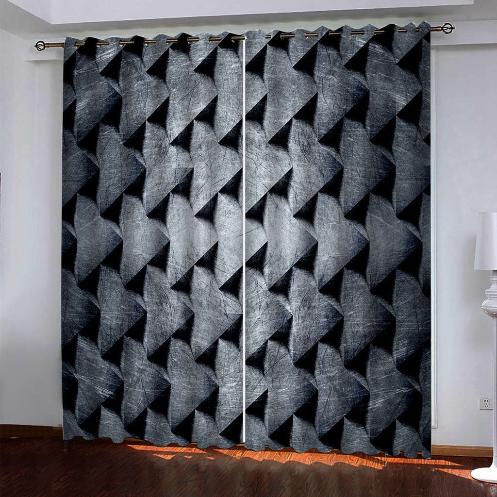 3D Grey Stereo Printed Window Curtains For Boys Men Adults Scenery ...