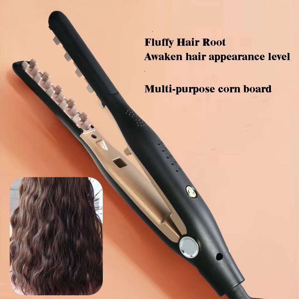3D Grid Hair Crimper Iron Volumizer Ceramic Professional Hair Fluffy Corrugated Curler Flat Iron ...