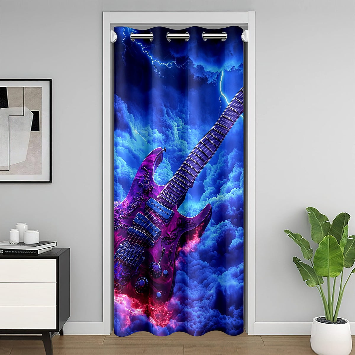 3D Guit Door Curtain 1 Panel,60"W X 80"L,Rock MusIC Lover Doorway ...