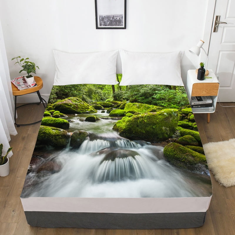 3D HD Digital Print Custom Bed Sheet With Elastic Fitted Sheet /King ...