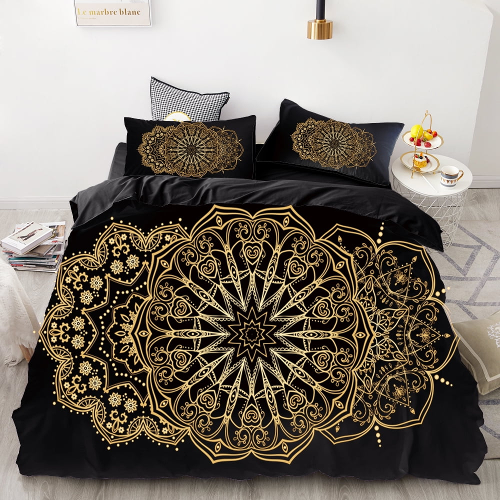 3D HD Digital Printing Custom Bedding Set Black Duvet Cover Set Cal ...