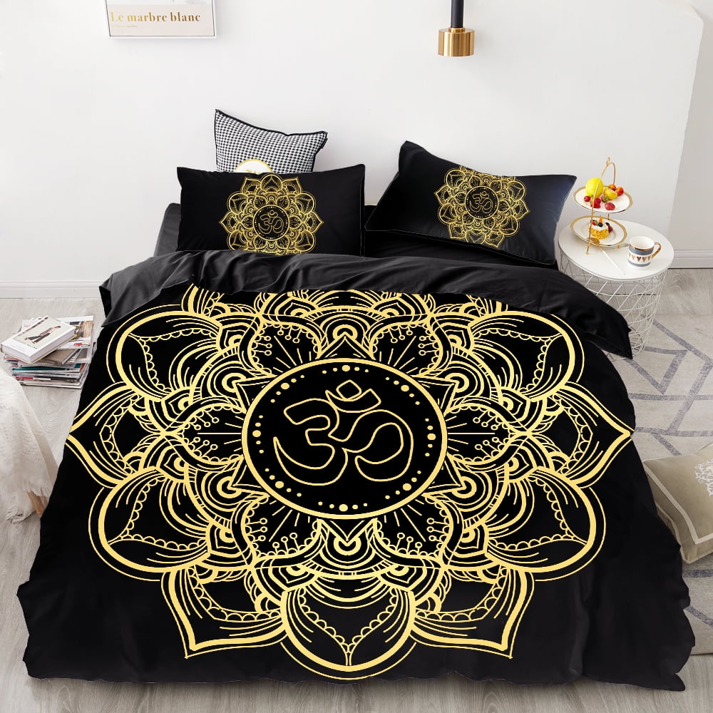 3D HD Digital Printing Custom Bedding Set Black Duvet Cover Set Cal ...