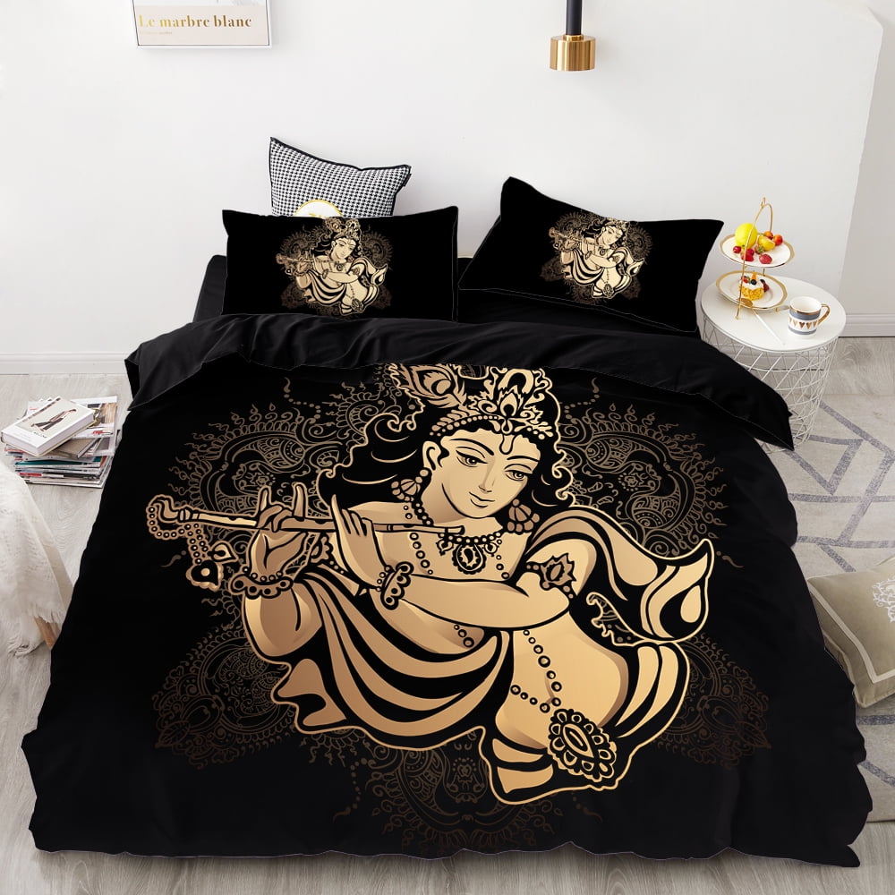 3D HD Digital Printing Custom Bedding Set Black Duvet Cover Set Cal ...