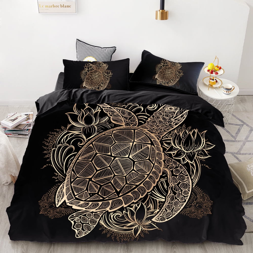 3D HD Digital Printing Custom Bedding Set Black Duvet Cover Set Cal ...
