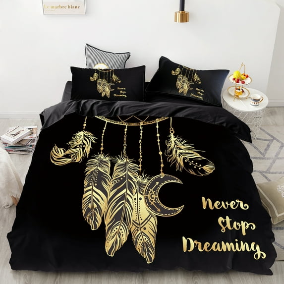 3D HD Digital Printing Custom Bedding Set Black Duvet Cover Set Cal ...
