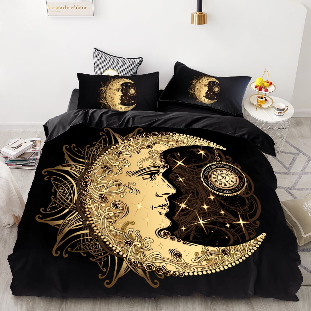 3D HD Digital Printing Custom Bedding Set Black Duvet Cover Set Cal ...