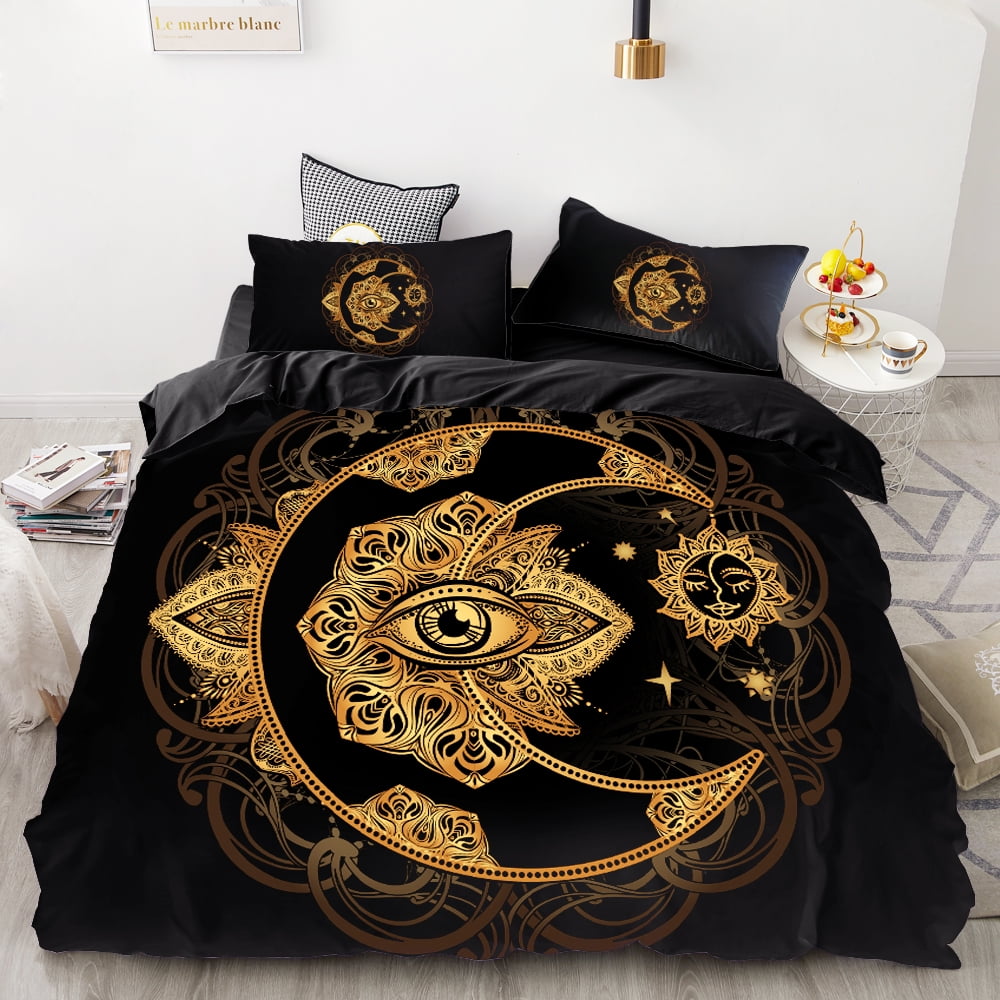 3D HD Digital Printing Custom Bedding Set Black Duvet Cover Set Cal ...