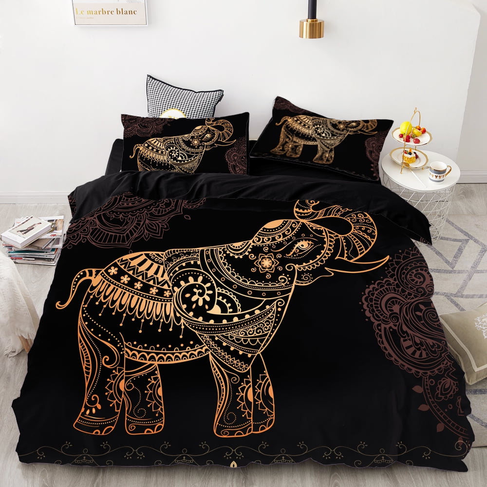 3D HD Digital Printing Custom Bedding Set Black Duvet Cover Set Cal ...
