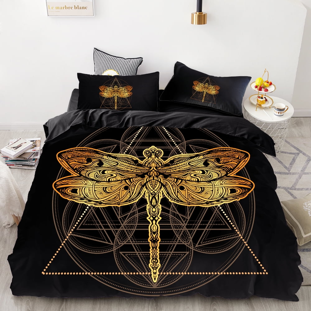3D HD Digital Printing Custom Bedding Set Black Duvet Cover Set Cal ...