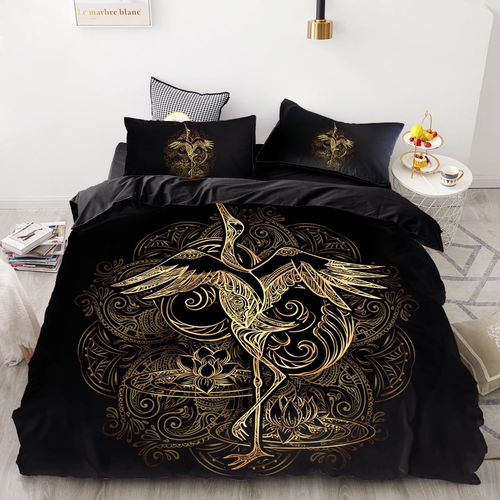 3D HD Digital Printing Custom Bedding Set Black Duvet Cover Set Cal ...