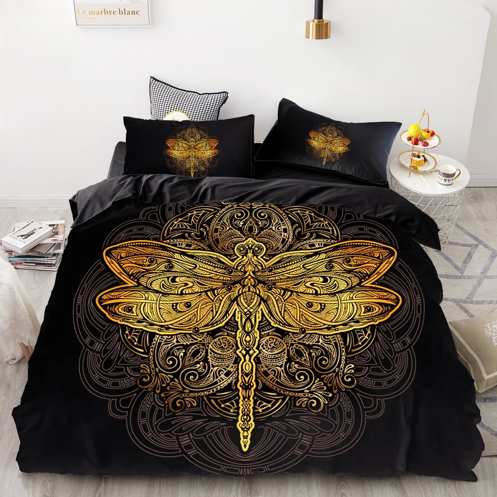 3D HD Digital Printing Custom Bedding Set Black Duvet Cover Set Cal ...