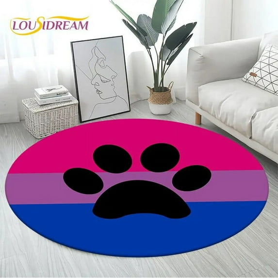 3D HD Pets Footprint Sole Series Round Area Rug Carpet for Living Room ...