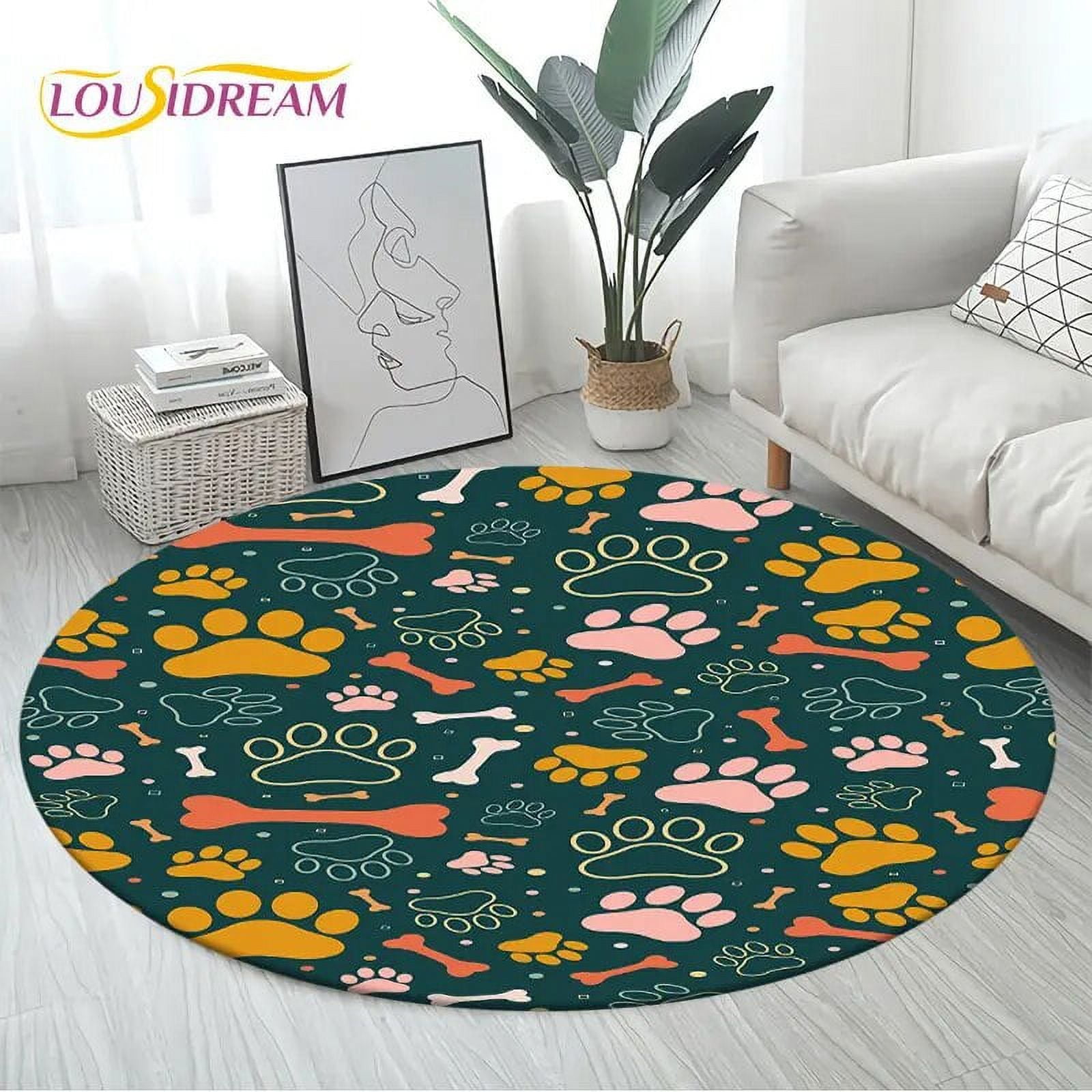 3D HD Pets Footprint Sole Series Round Area Rug Carpet for Living Room ...