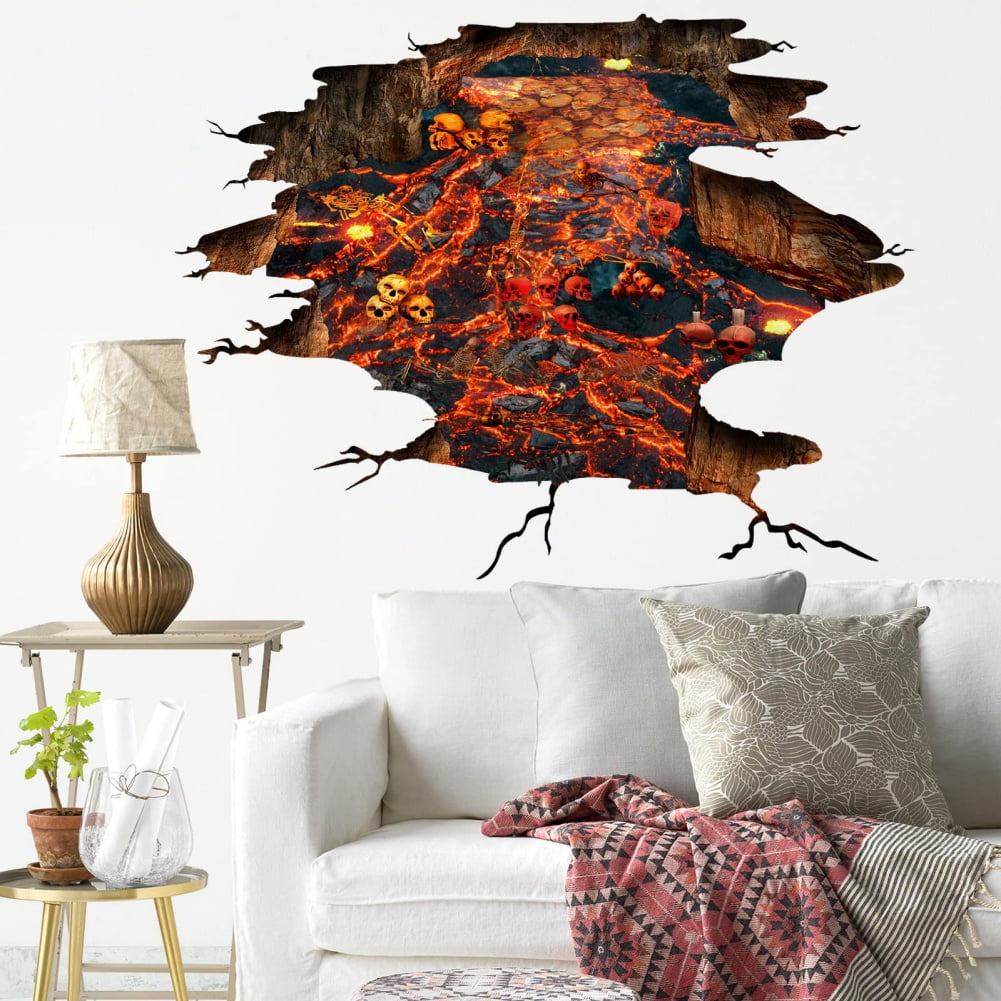 3D Halloween Ghost Hand Bat Scratching the Cracked Floor Scary Wall ...